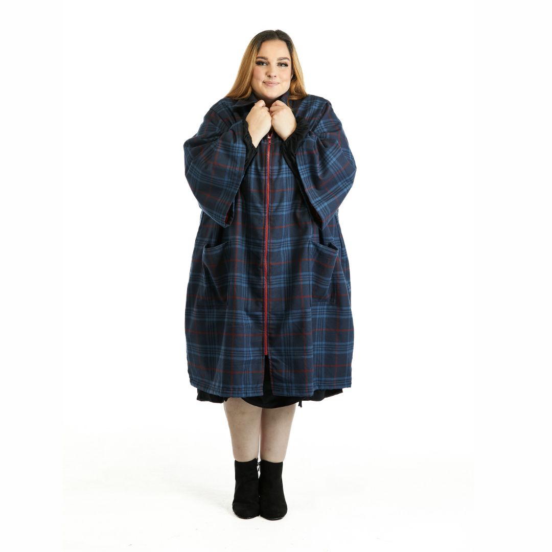 New Terry Coat - Navy and Red Tartan – Joolz Fashion