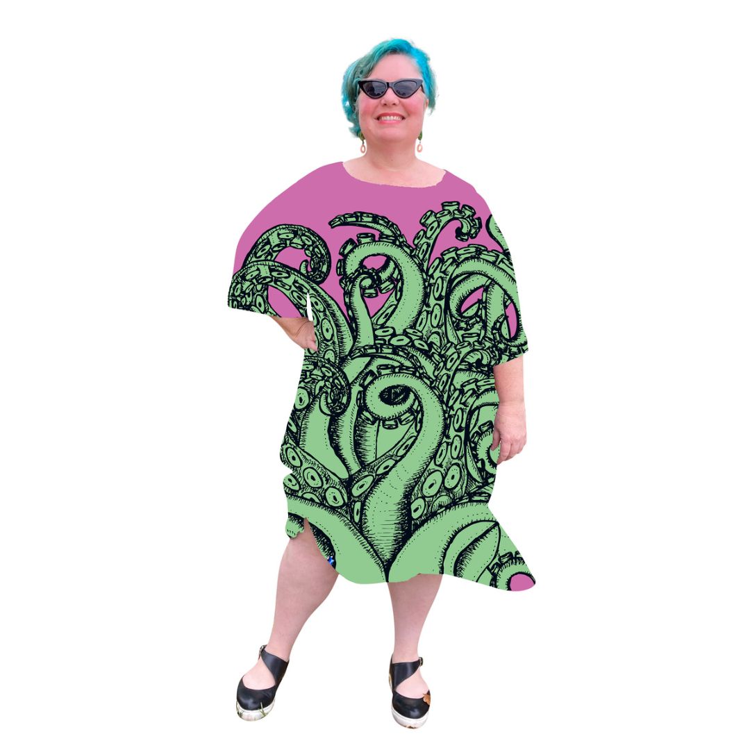 Plus Size Erika Dress in Green Tentacles – Joolz Fashion