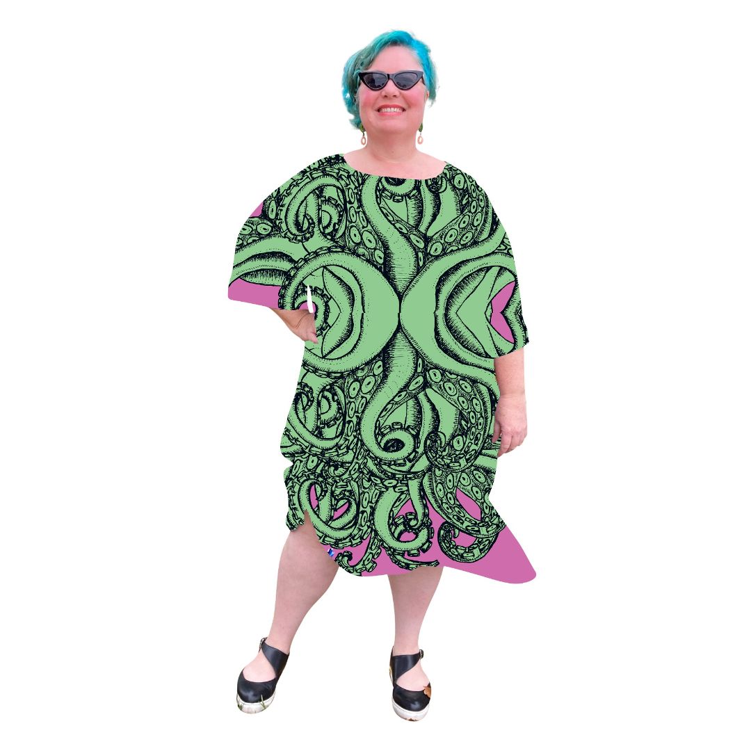 Plus Size Erika Dress in Green Tentacles – Joolz Fashion
