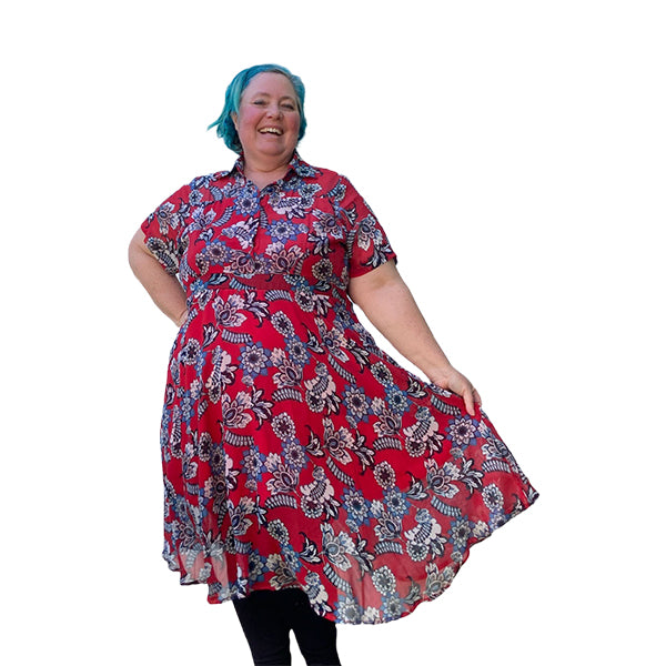 Red Silk Button Up Dress made to order in plus sizes – Joolz Fashion