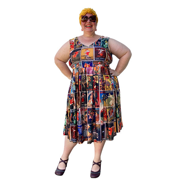 Vintage Ads Print Vee Sleeveless Dress Plus Sizes available – Joolz Fashion
